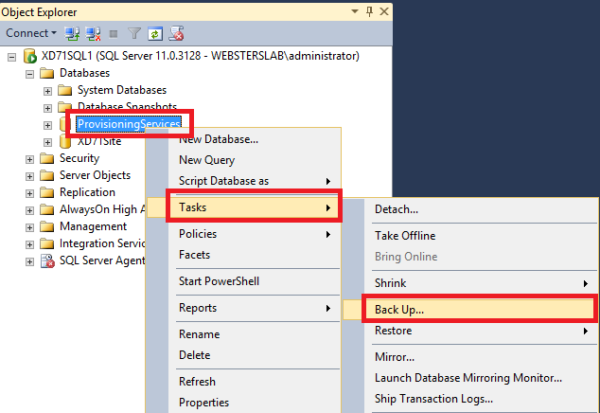 Changing a Production Provisioning Services SQL Database to Use ...